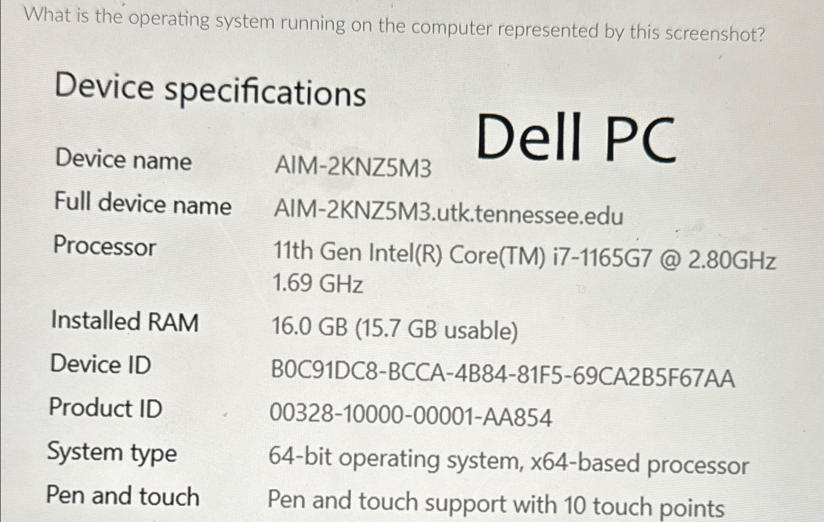 Solved What is the operating system running on the computer | Chegg.com