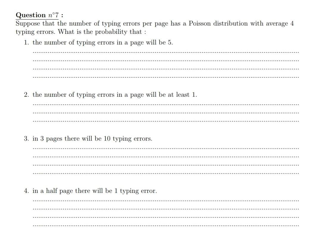 Solved Question n∘7 : Suppose that the number of typing | Chegg.com