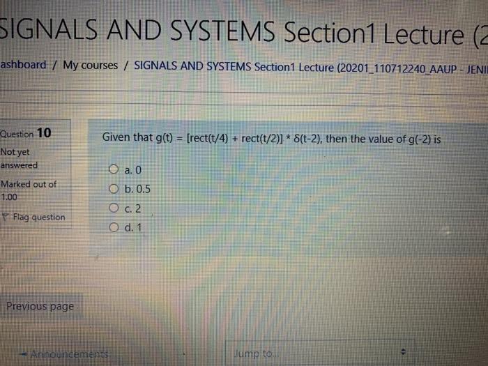 Solved SIGNALS AND SYSTEMS Section1 Lecture (a ashboard / My | Chegg.com