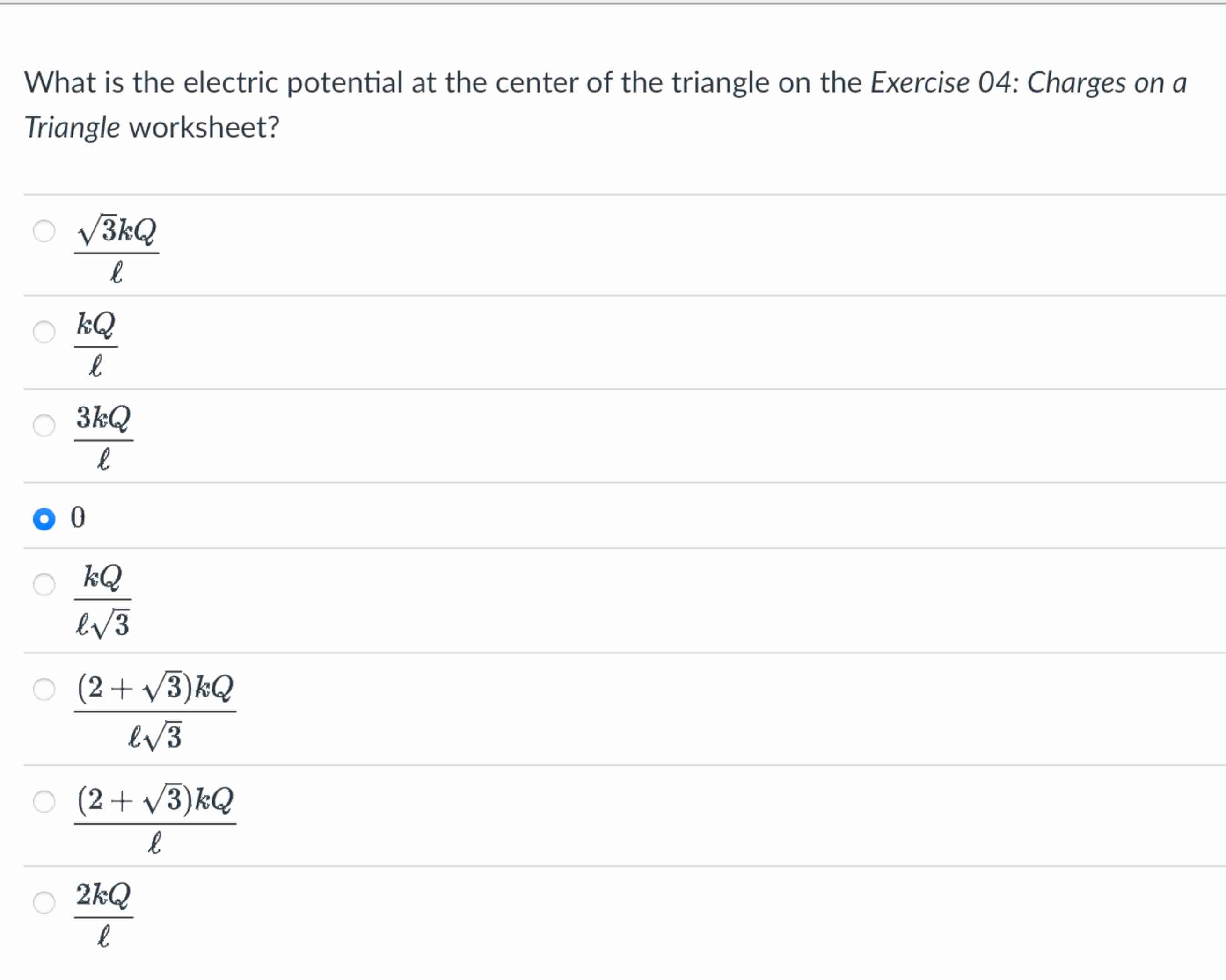 Solved What is ﻿the electric potential at ﻿the center of | Chegg.com