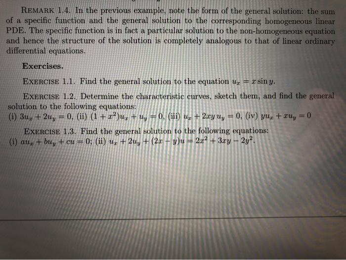 Solved REMARK 1.4. In the previous example, note the form of | Chegg.com
