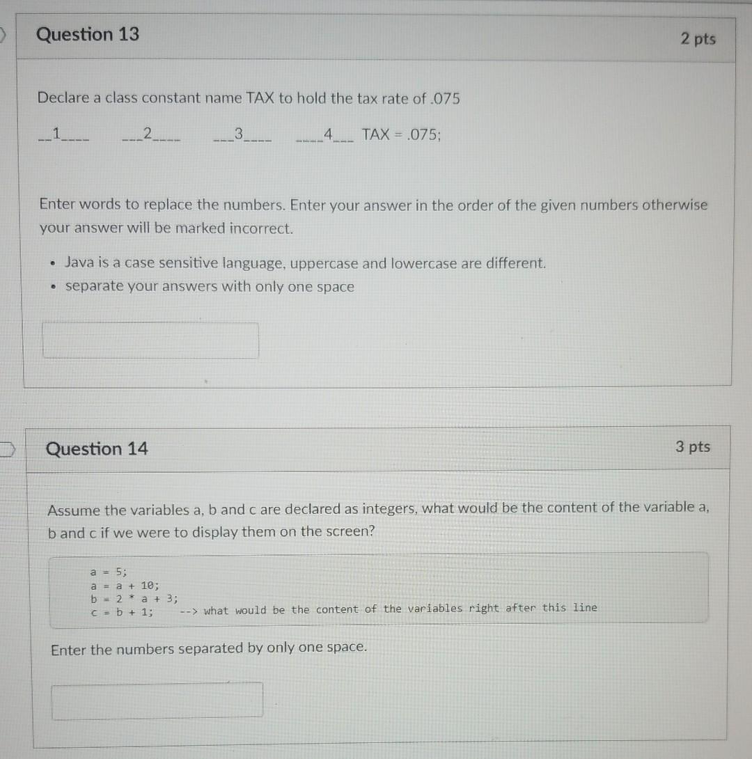 Solved > Question 13 2 pts Declare a class constant name TAX | Chegg.com