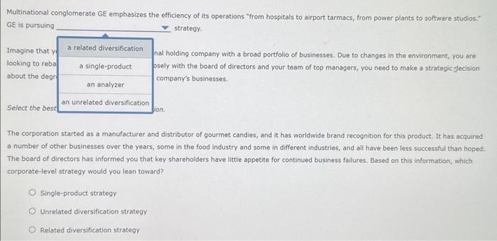 Solved Multinational conglomerate GE emphasizes the | Chegg.com