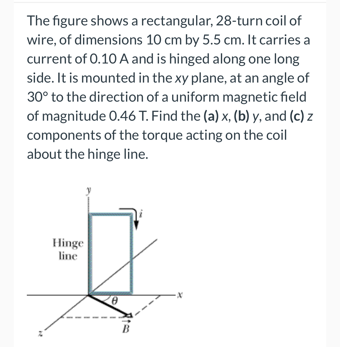 Solved The figure shows a rectangular, 28-turn coil of wire, | Chegg.com
