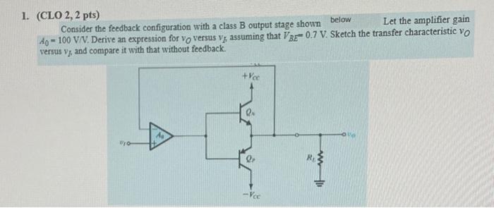 Solved (CLO 2, 2 pts) Consider the feedback configuration | Chegg.com