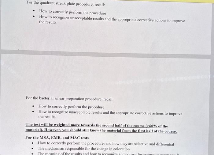 Solved please answer:for the quadrant streak plate | Chegg.com