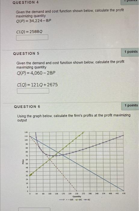 Solved QUESTION 41 pointsSave AnswerGiven the demand and | Chegg.com