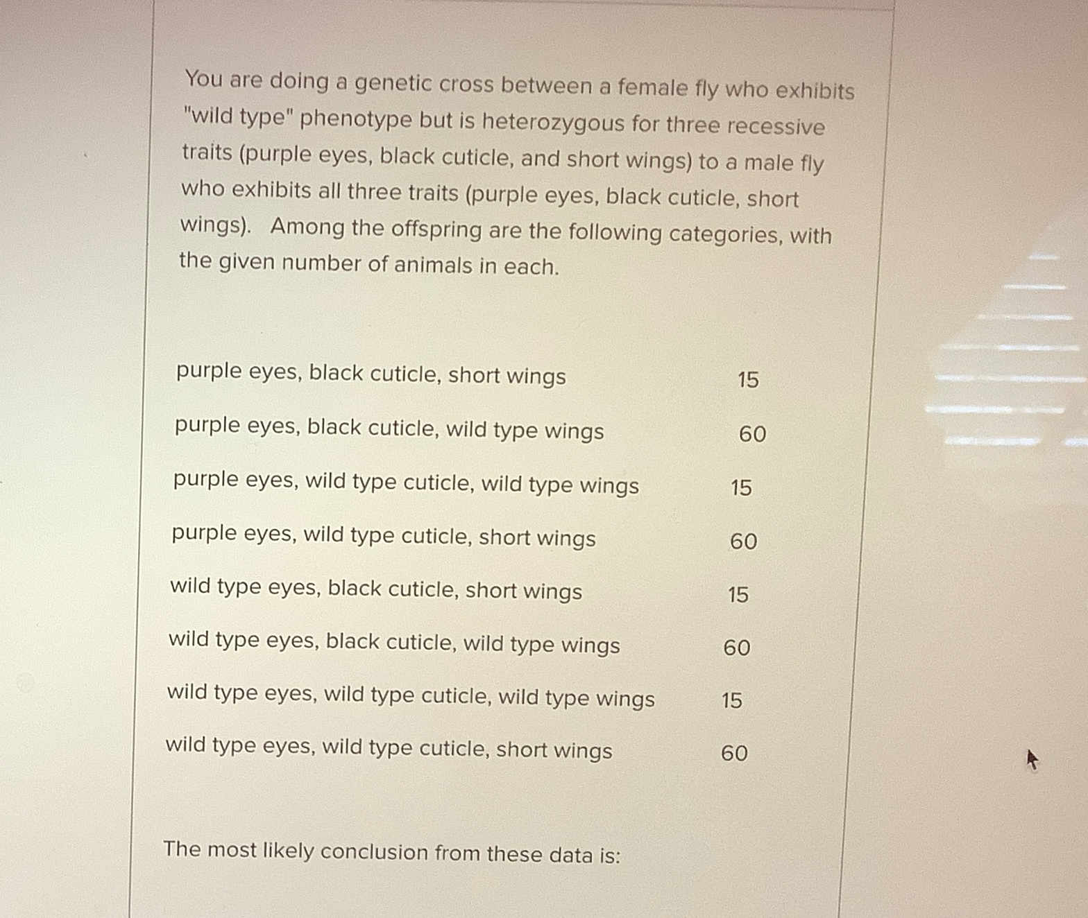 Solved You are doing a genetic cross between a female fly | Chegg.com