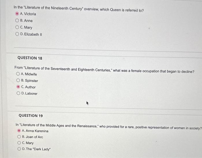Solved In the "Literature of the Nineteenth Century" | Chegg.com