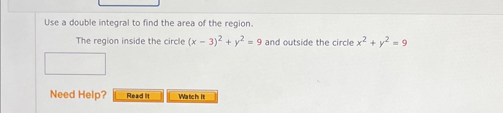 Solved Use a double integral to find the area of the | Chegg.com
