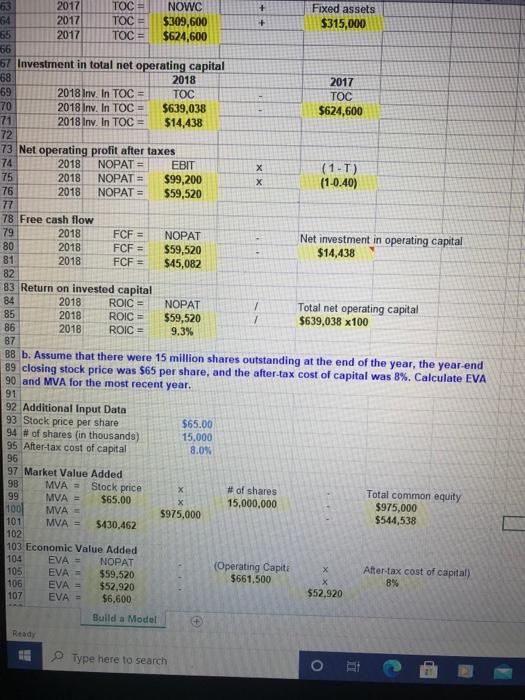 Solved 4 a. Using the financial statements shown below, | Chegg.com