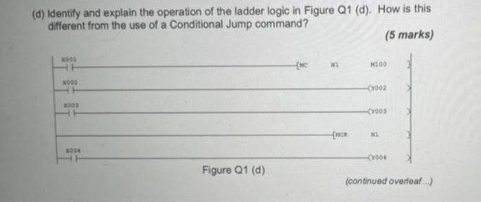 Solved (d) Identify and explain the operation of the ladder | Chegg.com