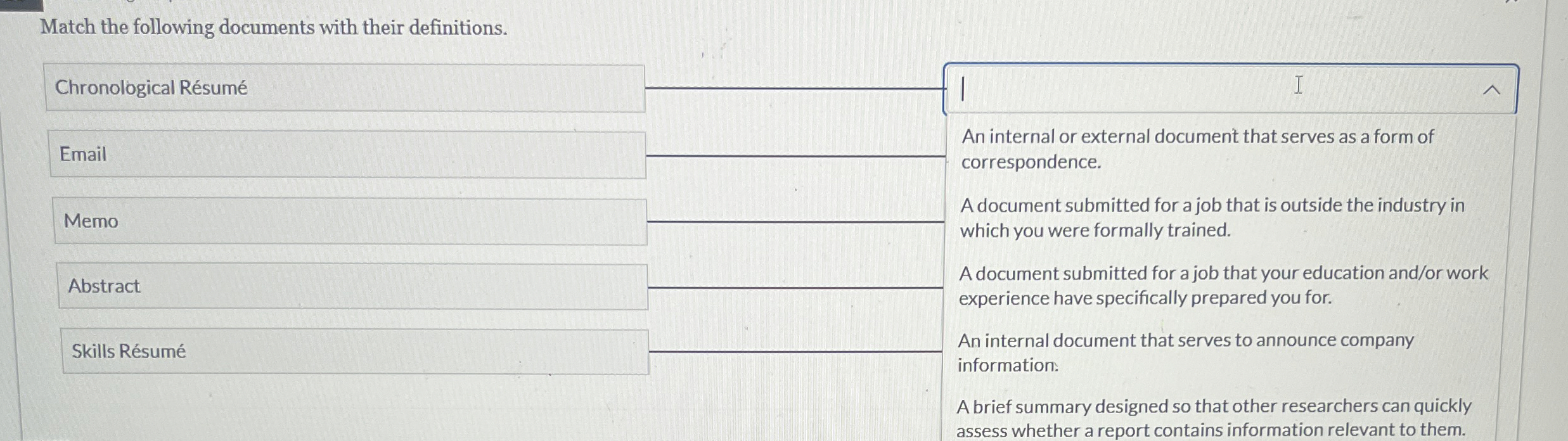 Solved Match the following documents with their | Chegg.com