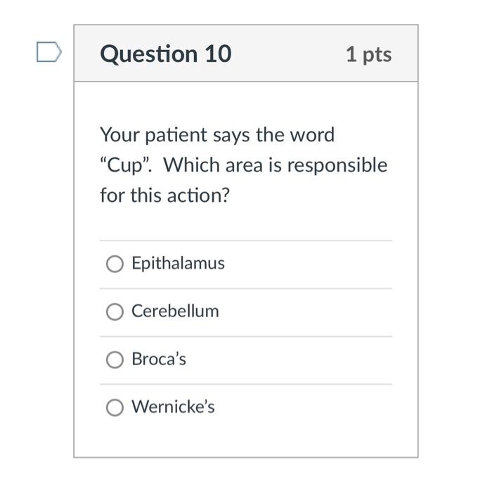 Solved Your patient says the word "Cup". Which area is | Chegg.com