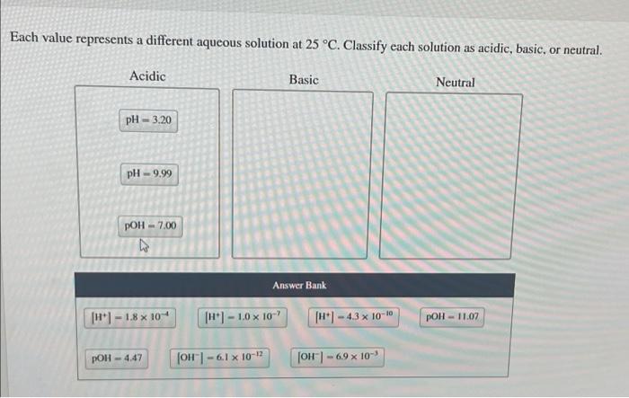 Solved Each value represents a different aqueous solution at | Chegg.com