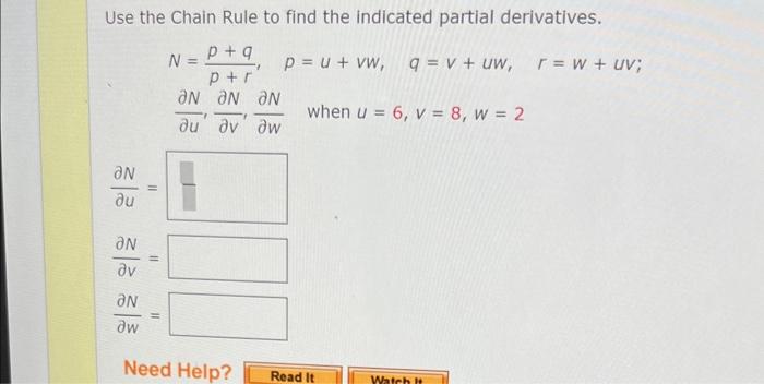 Solved Use the Chain Rule to find the indicated partial | Chegg.com