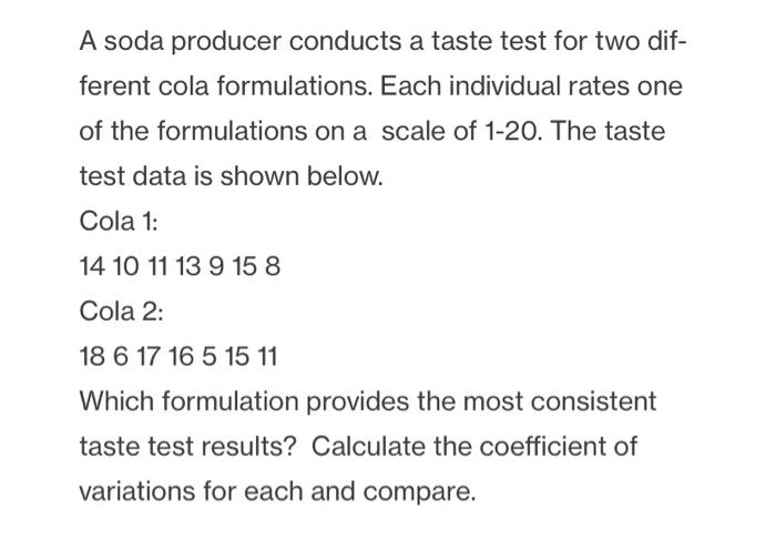 Solved A soda producer conducts a taste test for two dif- | Chegg.com