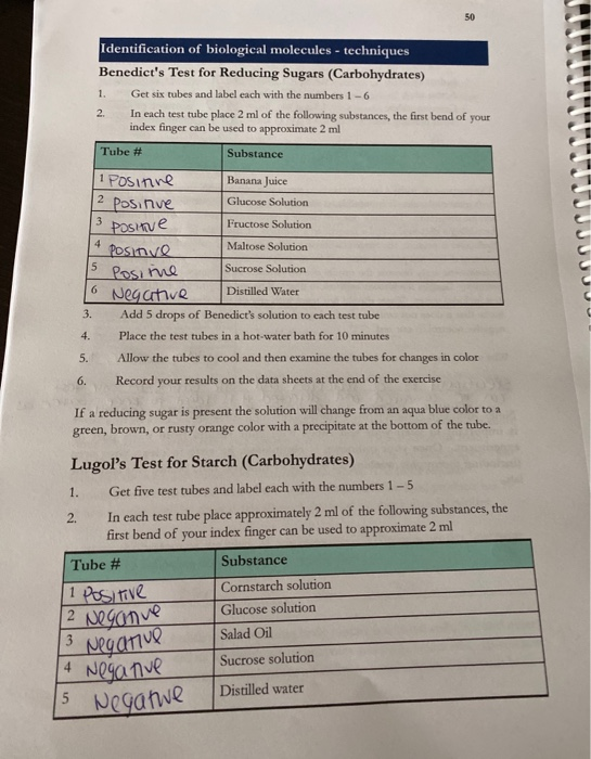 Solved 50 Identification of biological molecules - | Chegg.com
