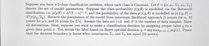 Solved Suppose you have a 2-class classification problem, | Chegg.com