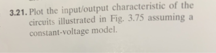 Solved a 3.21. Plot the input/output characteristic of the | Chegg.com