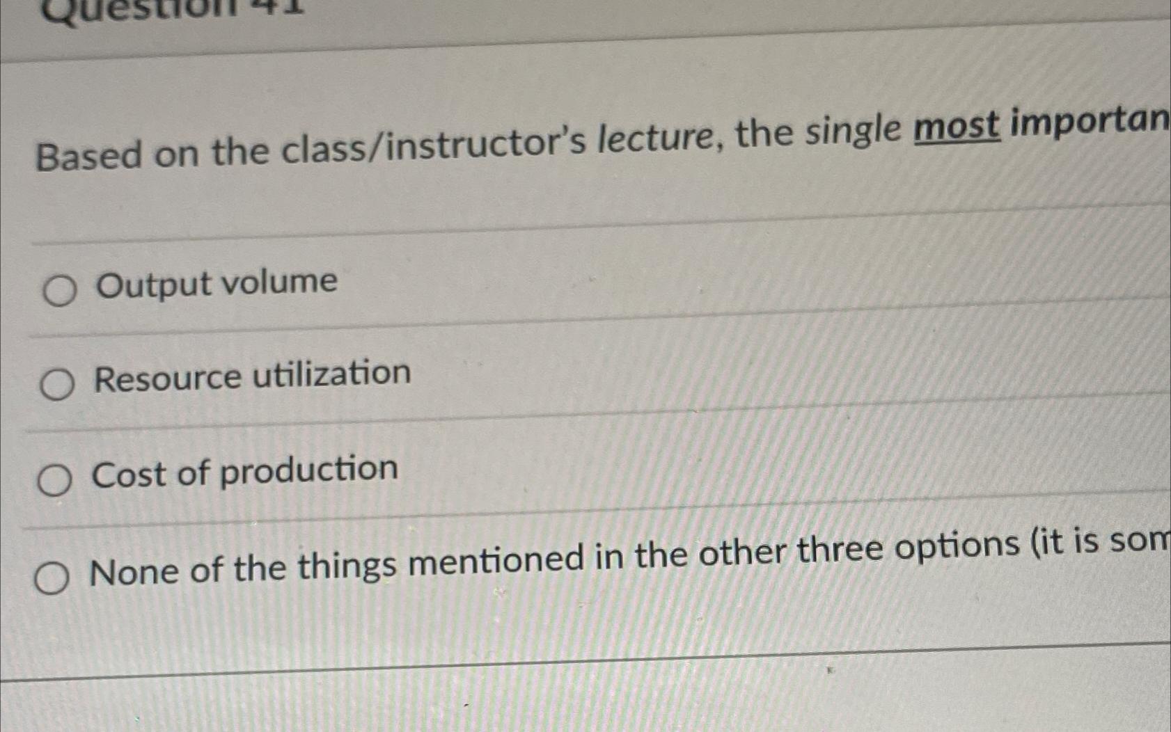 Solved Based on the class/instructor's lecture, the single | Chegg.com