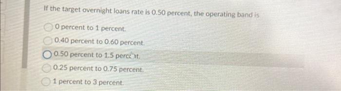 Solved If the target overnight loans rate is 0.50 percent, | Chegg.com