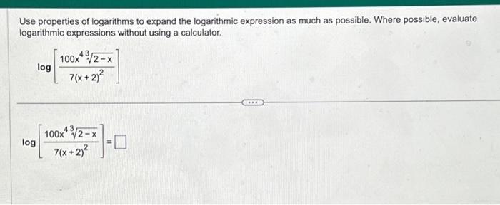Solved 20 Use properties of logarithms to expand the | Chegg.com