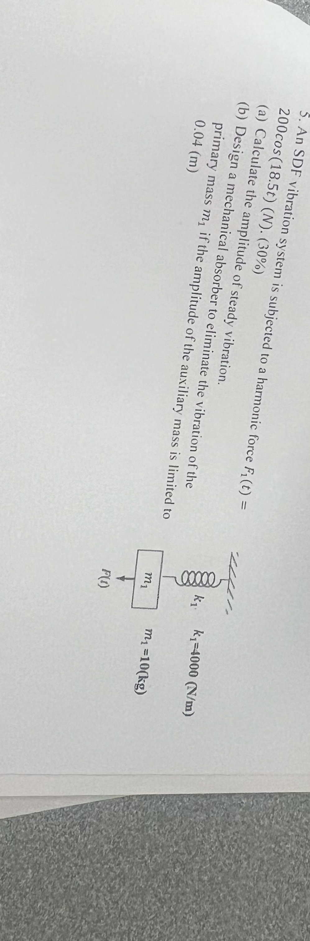 An SDF vibration system is subjected to a harmonic | Chegg.com