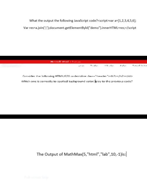 Solved What the output the following JavaScript code? | Chegg.com