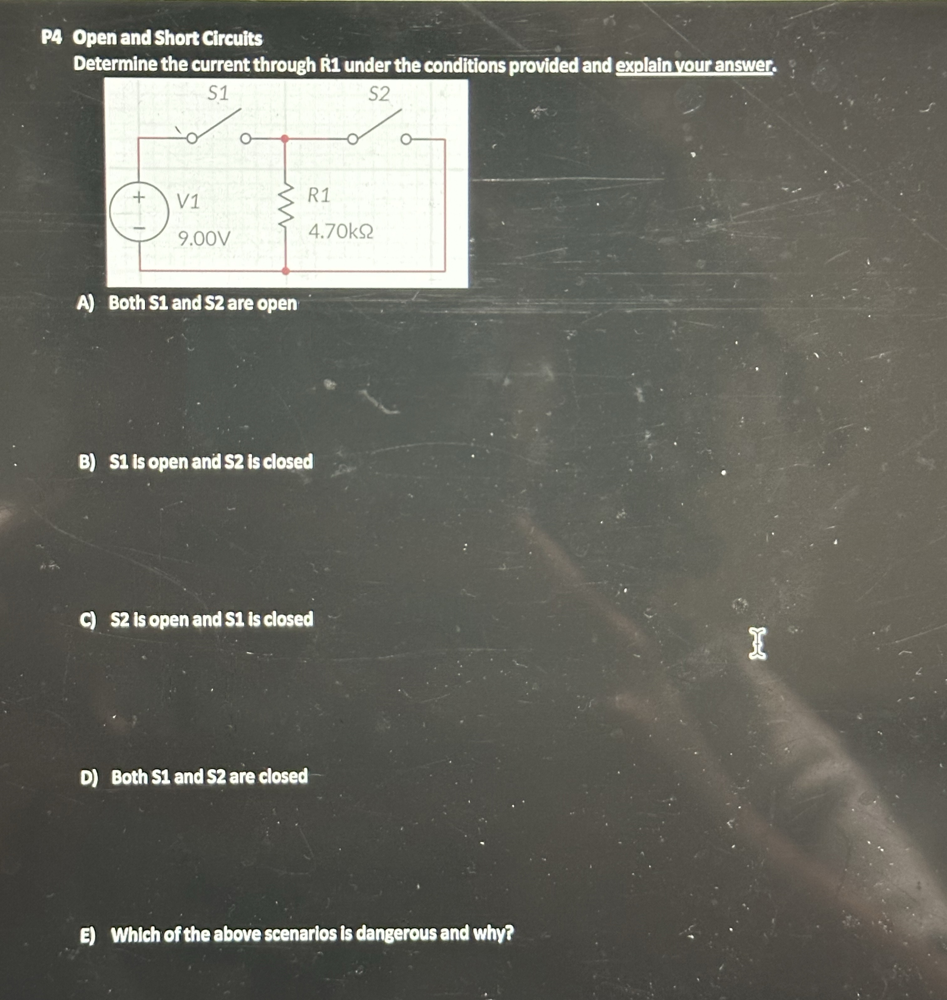 Solved P4 ﻿Open and Short CireutisDetermine the current | Chegg.com