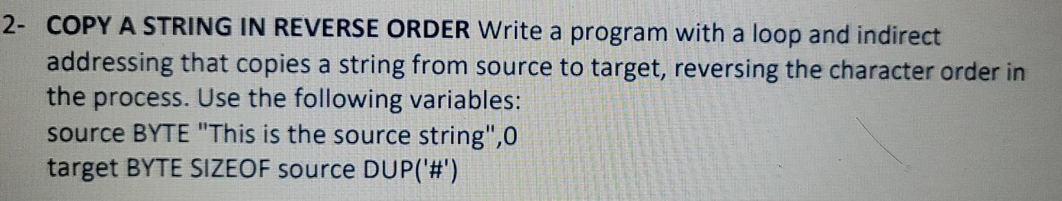 Solved This should be in ASSEMBLY LANGUAGE - MASM - IRVINE32 | Chegg.com