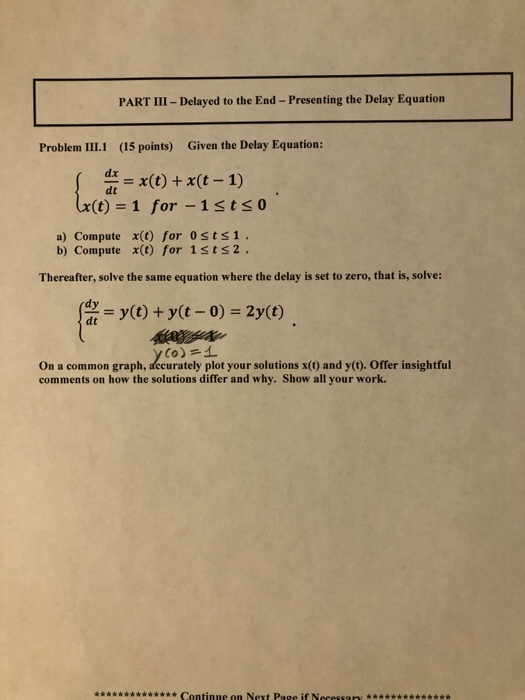 Solved PART III - Delayed to the End - Presenting the Delay | Chegg.com