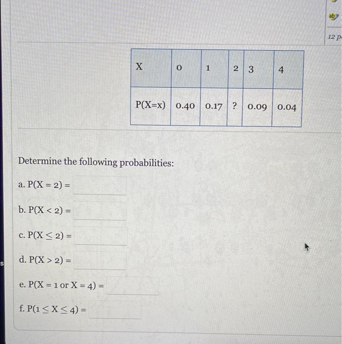 Solved Question 5: Below is a probability distribution for | Chegg.com