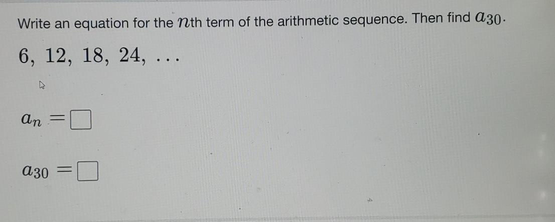Solved Write an equation for the nth term of the arithmetic | Chegg.com