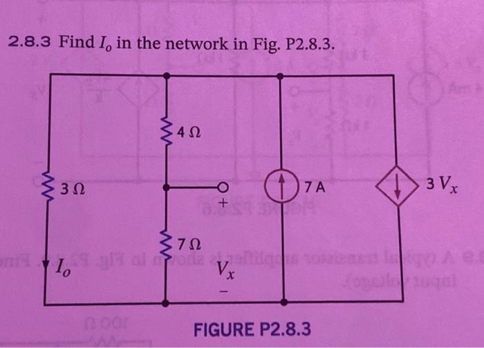 Solved 2.8.3 Find Io in the network in Fig. P2.8.3. FIGURE | Chegg.com
