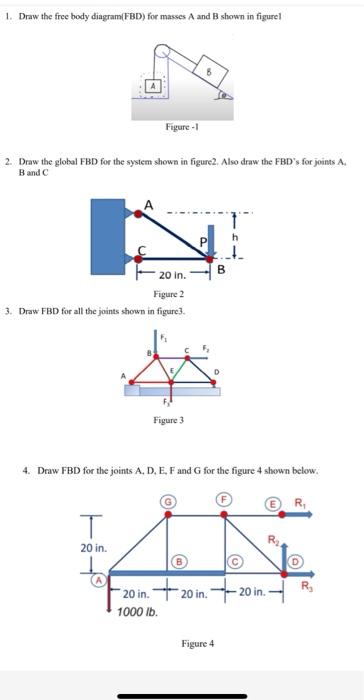 Solved 1. Draw the free body diagram FBD) for masses A and B | Chegg.com