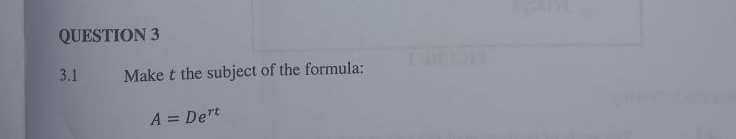 Solved QUESTION 33.1 ﻿Make t ﻿the subject of the | Chegg.com