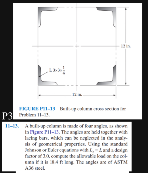 FIGURE P11-13 ﻿Built-up column cross section | Chegg.com