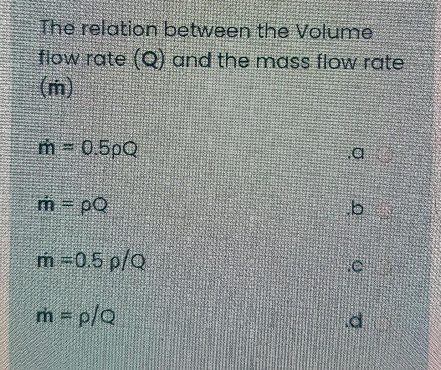 Solved The relation between the Volume flow rate (Q) and the | Chegg.com