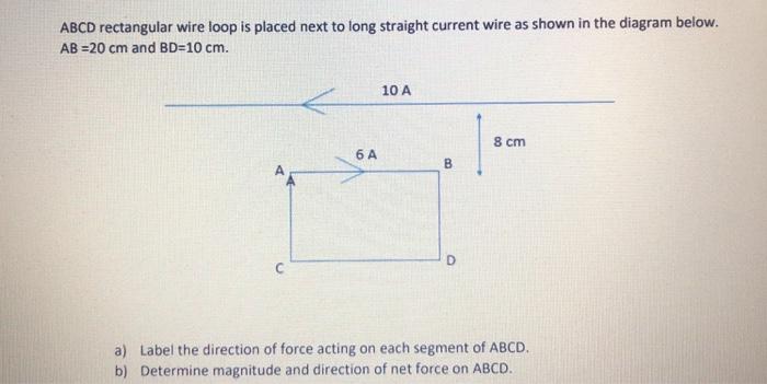 Solved ABCD rectangular wire loop is placed next to long | Chegg.com