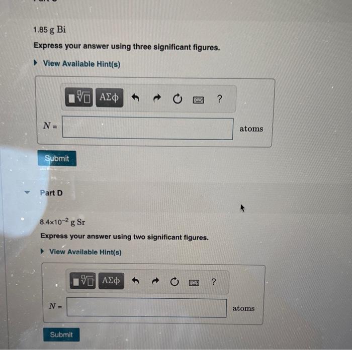 How many atoms are there in each of the following | Chegg.com