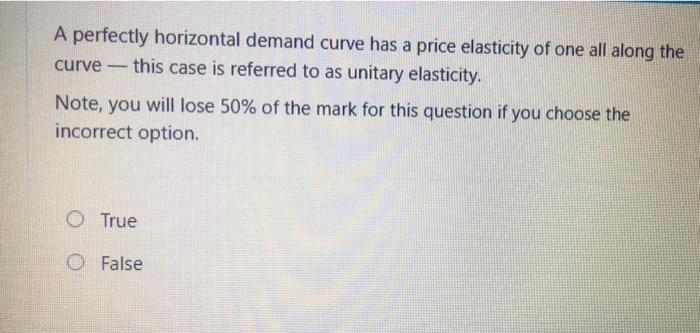 Solved A perfectly horizontal demand curve has a price | Chegg.com