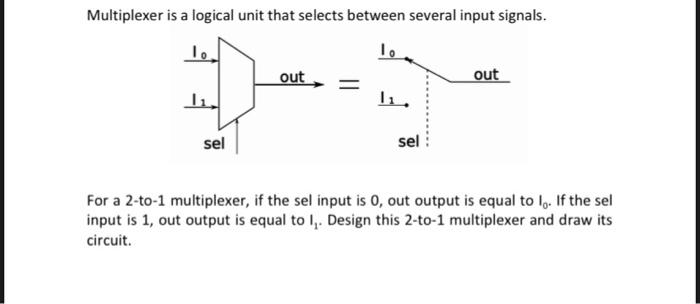 Solved Multiplexer Is A Logical Unit That Selects Between 