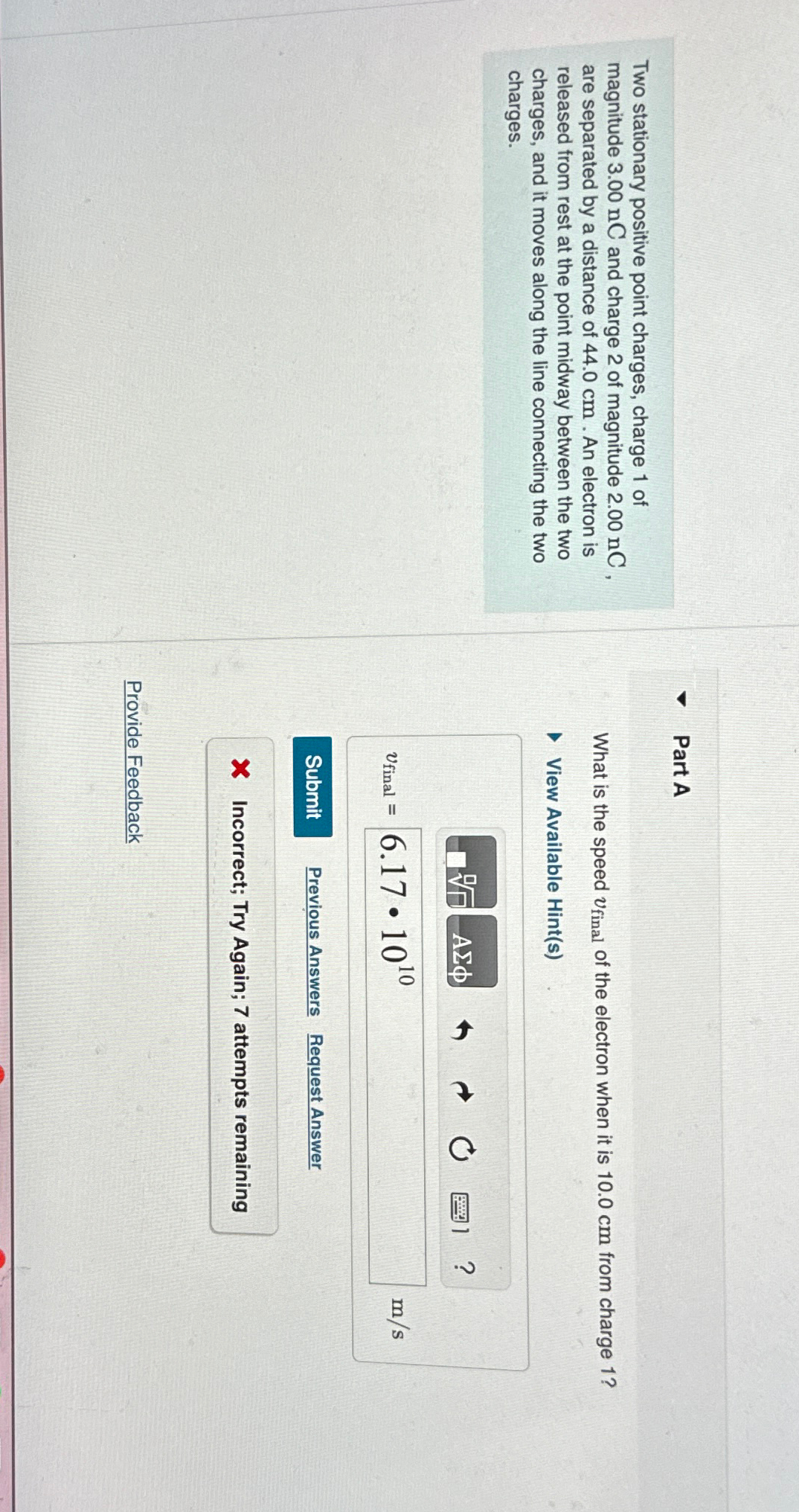 Solved Part ATwo stationary positive point charges, charge 1 | Chegg.com