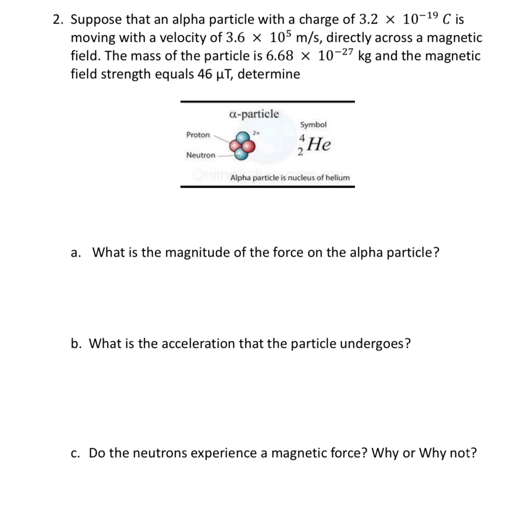 Solved Suppose that an alpha particle with a charge of | Chegg.com
