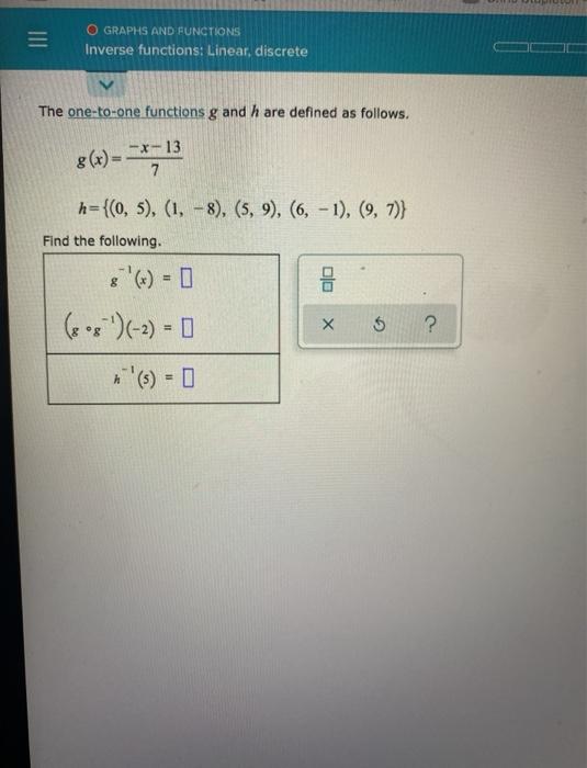 Solved O GRAPHS AND FUNCTIONS Inverse functions: Linear, | Chegg.com