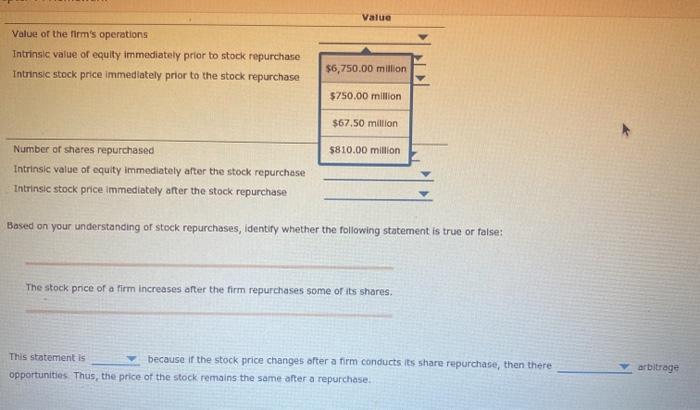 Solved Value Value of the firm's operations Intrinsic | Chegg.com