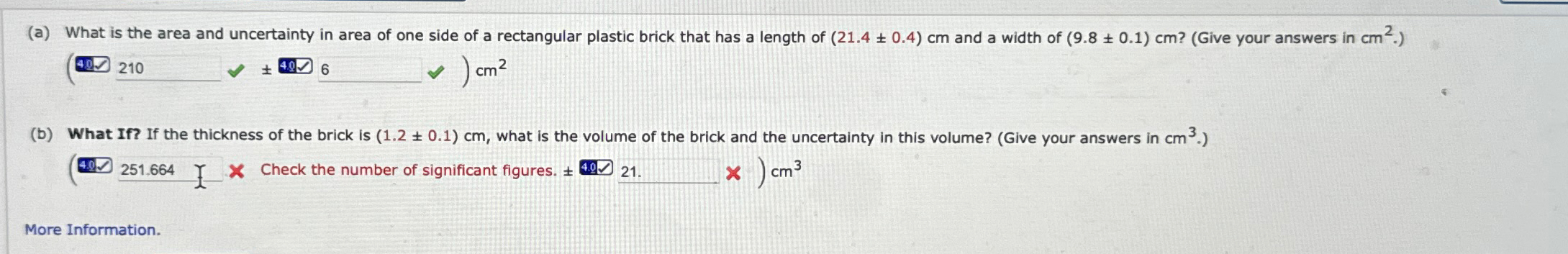 Solved (a) What is the area and uncertainty in area of one | Chegg.com