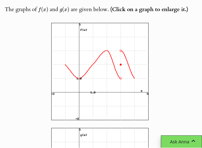 Solved The graphs of f(x) ﻿and g(x) ﻿are given below. (Click | Chegg.com