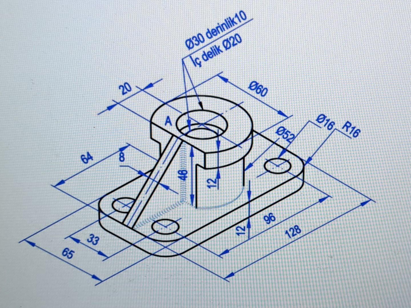 Solved Draw the three views of the part whose isometric | Chegg.com